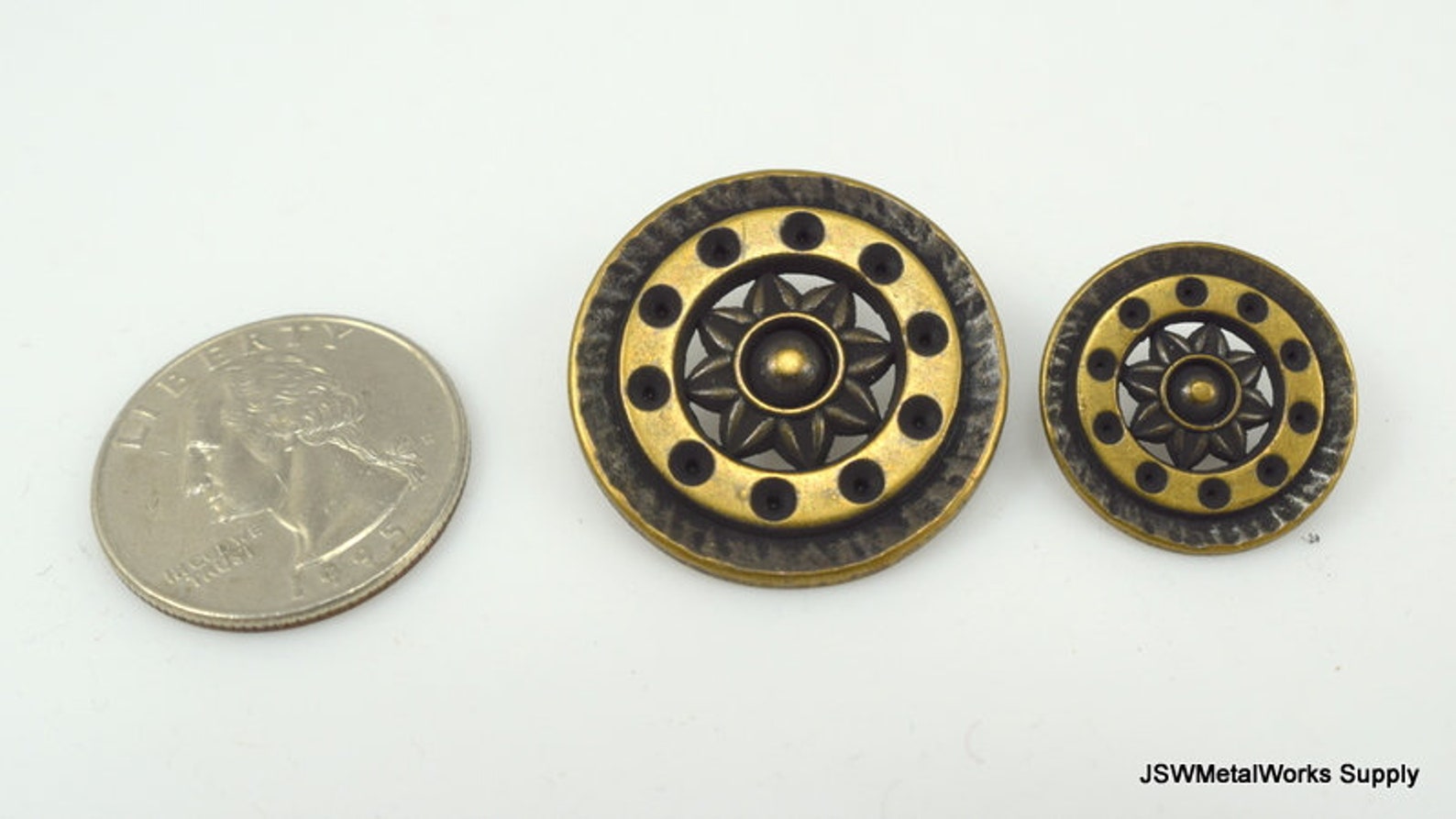 Large Abstract Antiqued Brass Button Round Brass Button | Etsy