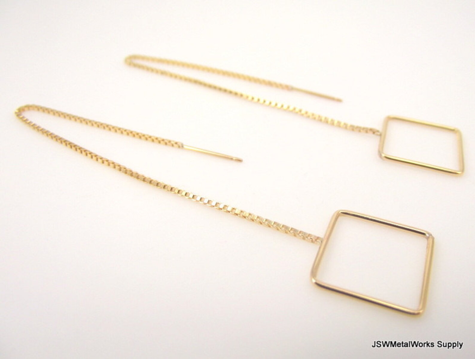 14kt Gold Filled Ear Thread Component, Square Gold Ear Thread, 1 Pair ...