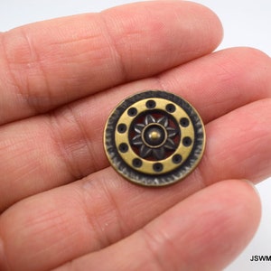 Small Abstract Antiqued Brass Button, Round Brass Button, Decorative ...