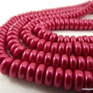 8mm X 3mm Red Glass Pearl Rondelle Beads, 8 Mm X 3 Mm Burgundy Rondelle ...