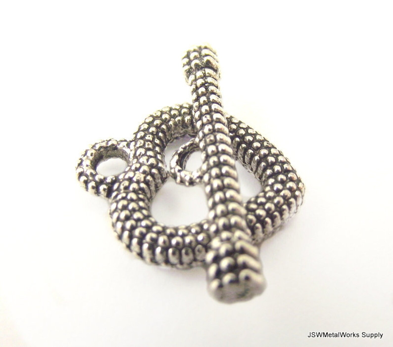 Textured Heart Pewter Toggle Clasp Finding, Antiqued Silver Heart Clasp ...