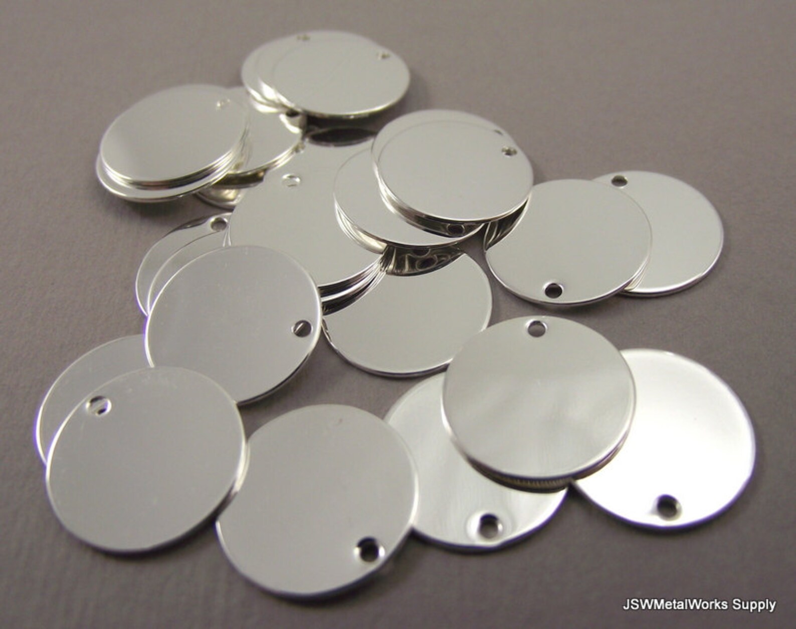 100 12mm Shiny Silver Round Tag Disc Charms Blank Stamping - Etsy