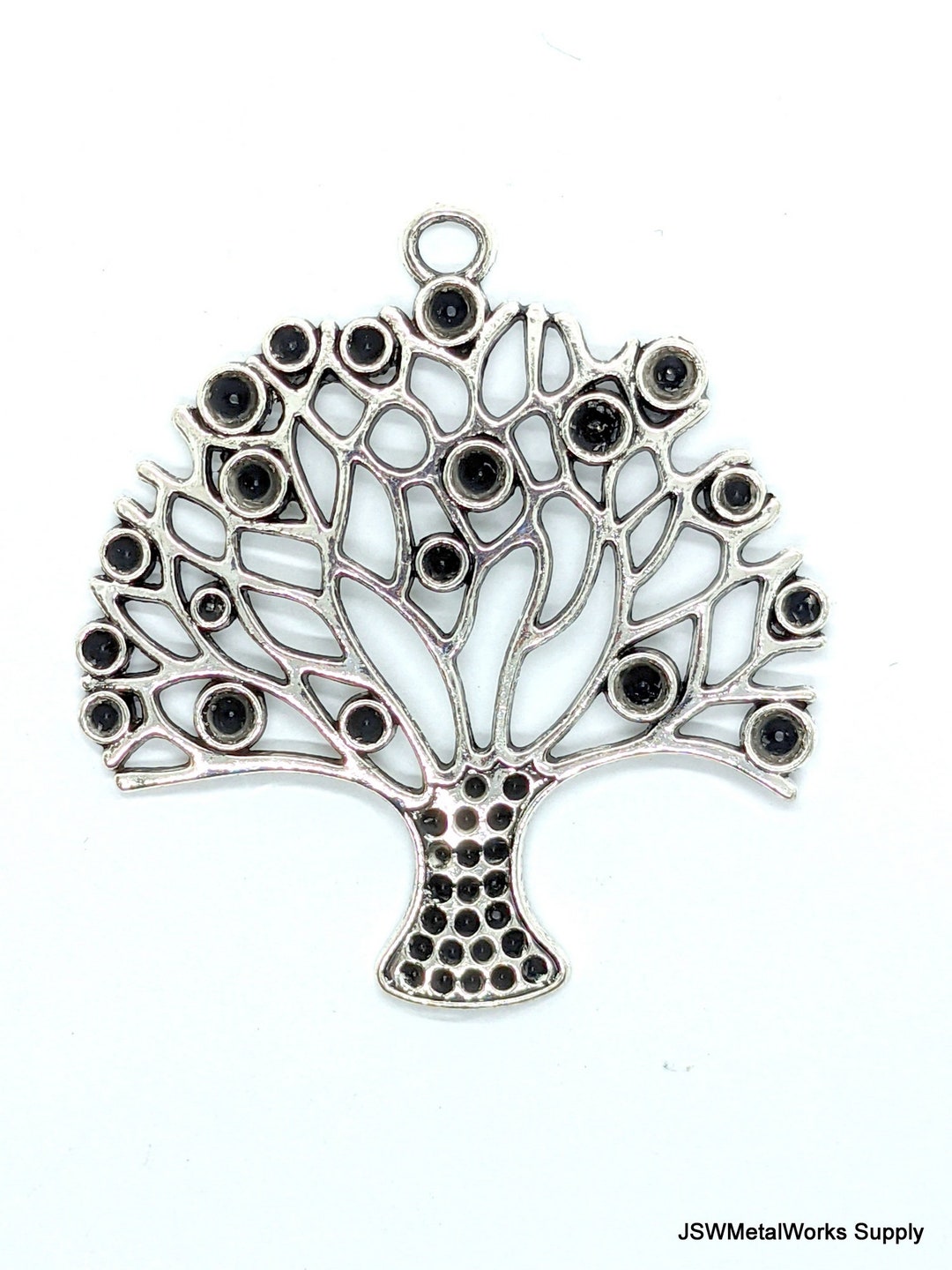 Large Tree of Life Pewter Charm or Pendant, Antiqued Silver Tree of ...