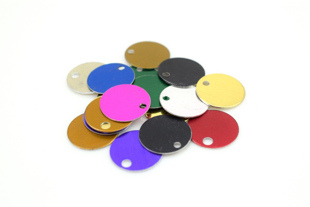 50 0.69 Inch Anodized Aluminum Tags, Economical Round Medium Gold ...
