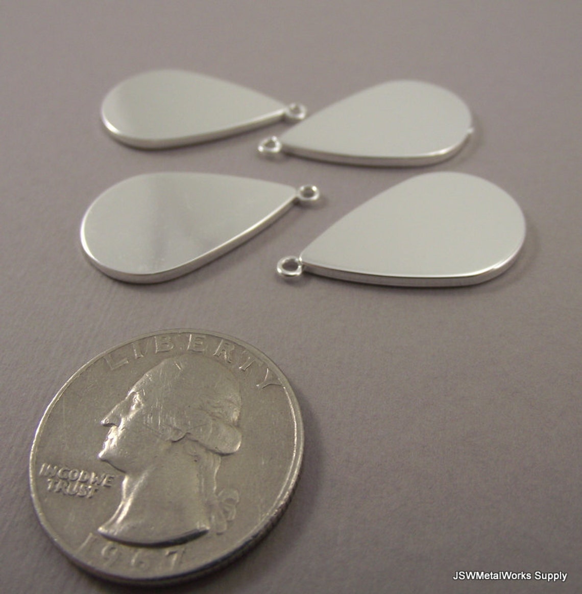 Shiny Silver Teardrop Charms Teardrop Tag Blank Discs Silver | Etsy