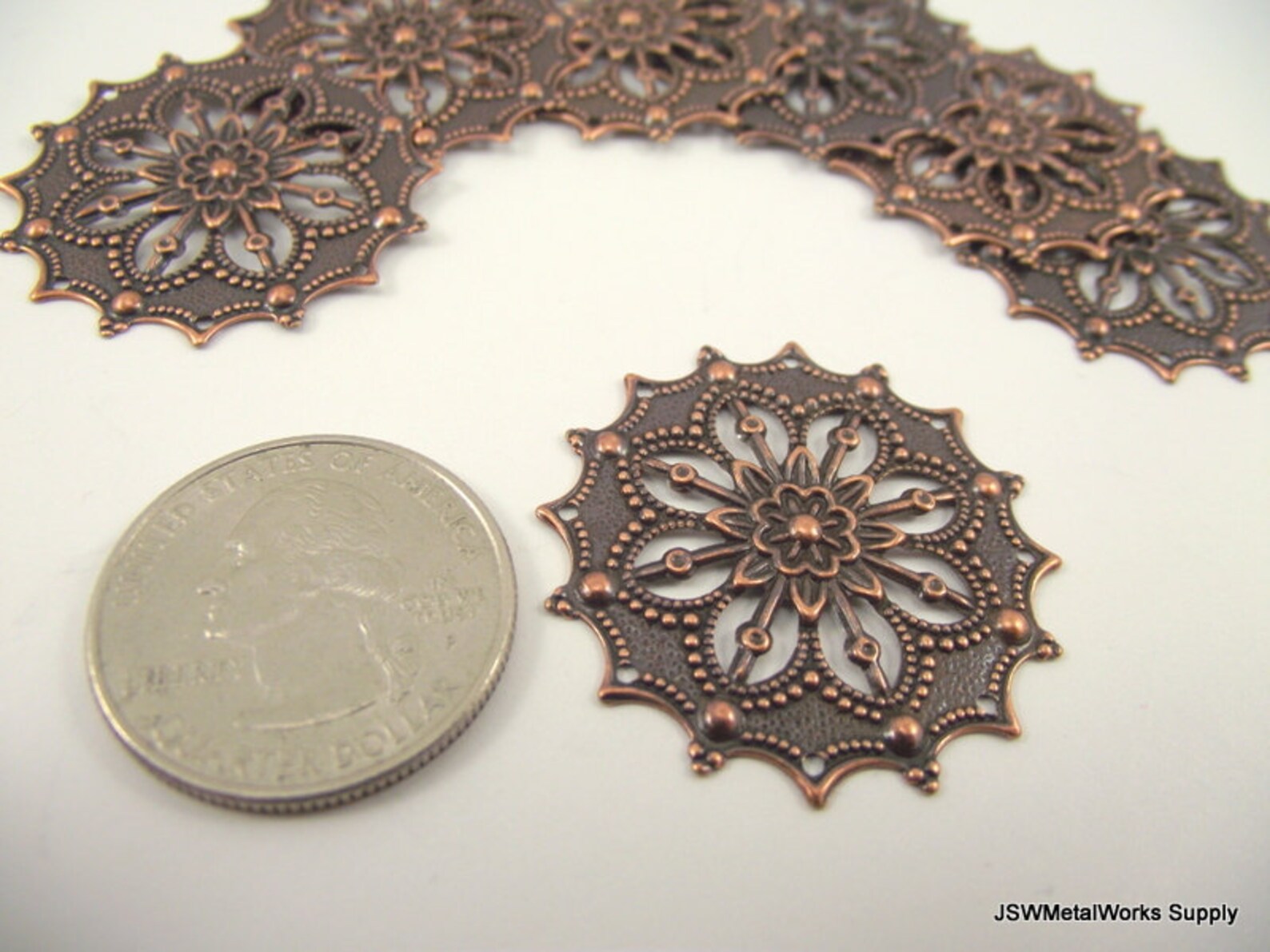 34mm Focal Antiqued Copper Filigree Flower Copper Filigree | Etsy