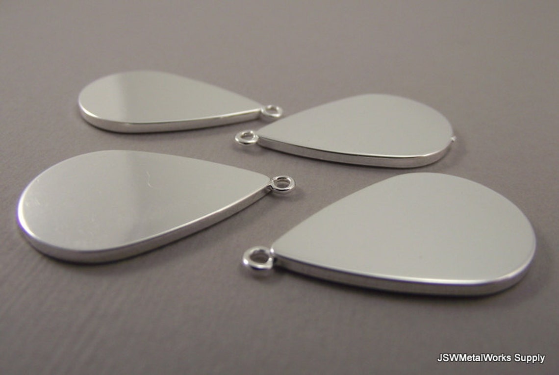 Shiny Silver Teardrop Charms Teardrop Tag Blank Discs Silver | Etsy