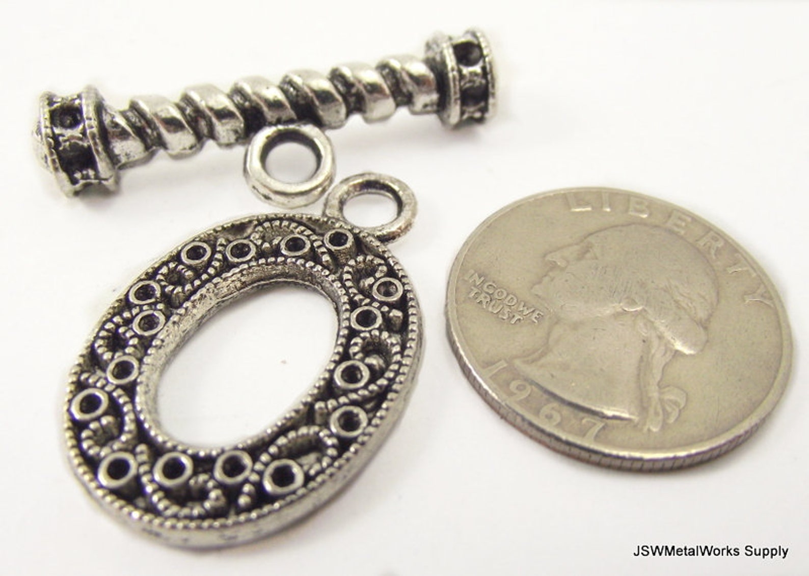 1 Ornate Oval Pewter Toggle Clasp, Designer Fancy Antiqued Silver ...