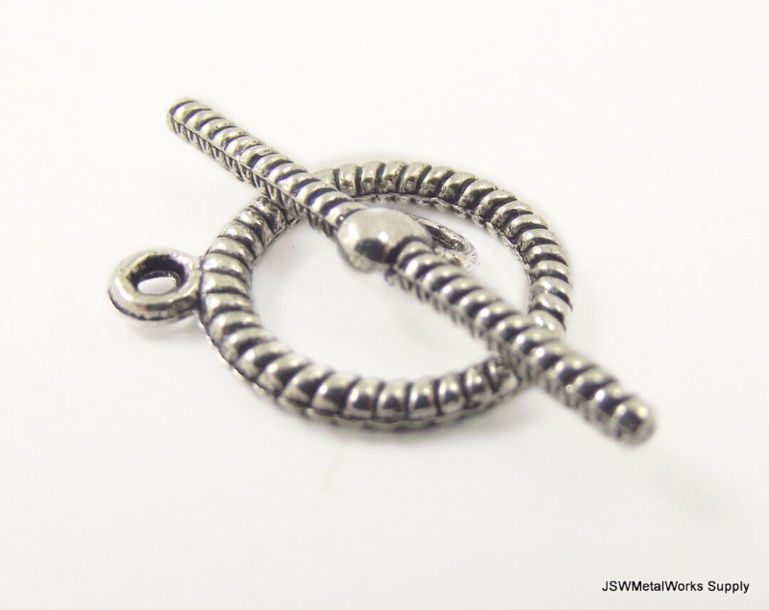 2 Rope Antiqued Silver Pewter Toggle Clasp, Ornate Silver Toggle Clasp ...