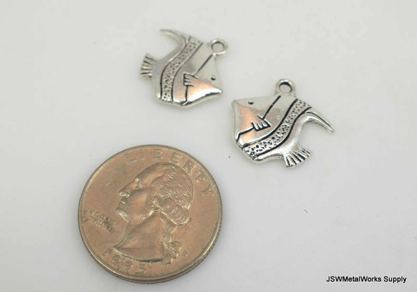 Detailed Tropical Fish Pewter Charm, Antiqued Silver Fish Pendant ...