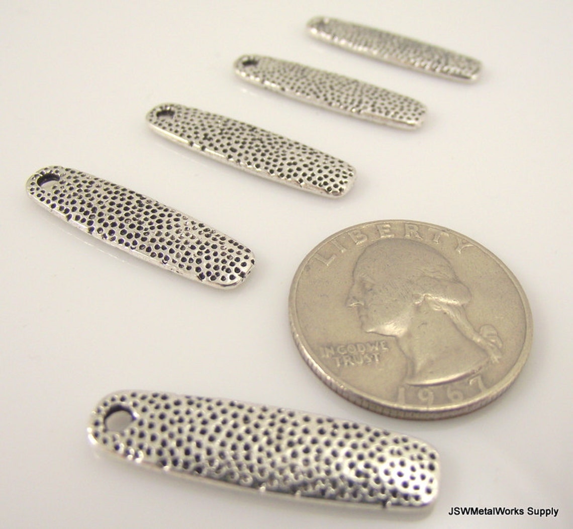 10 Textured Rectangular Pewter Bar Dotted Textured Antiqued - Etsy