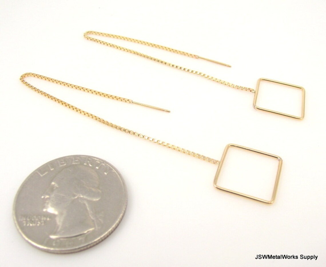 14kt Gold Filled Ear Thread Component, Square Gold Ear Thread, 1 Pair ...