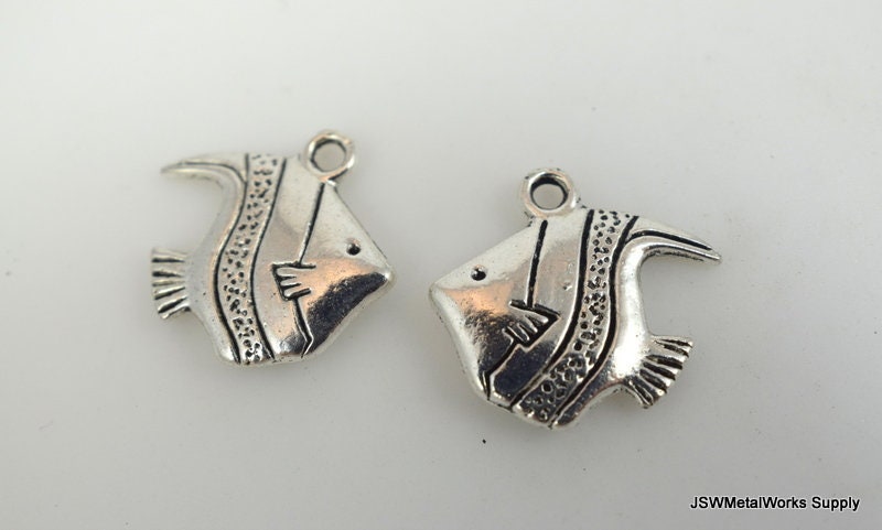 Detailed Tropical Fish Pewter Charm Antiqued Silver Fish | Etsy