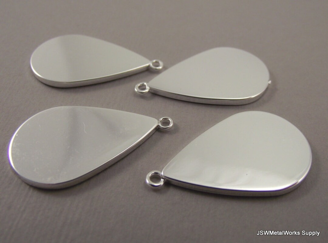 Shiny Silver Teardrop Charms Teardrop Tag Blank Discs Silver - Etsy