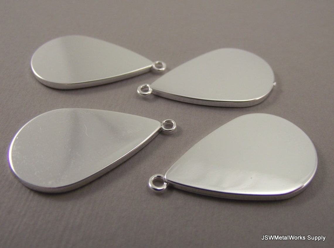Shiny Silver Teardrop Charms Teardrop Tag Blank Discs Silver | Etsy