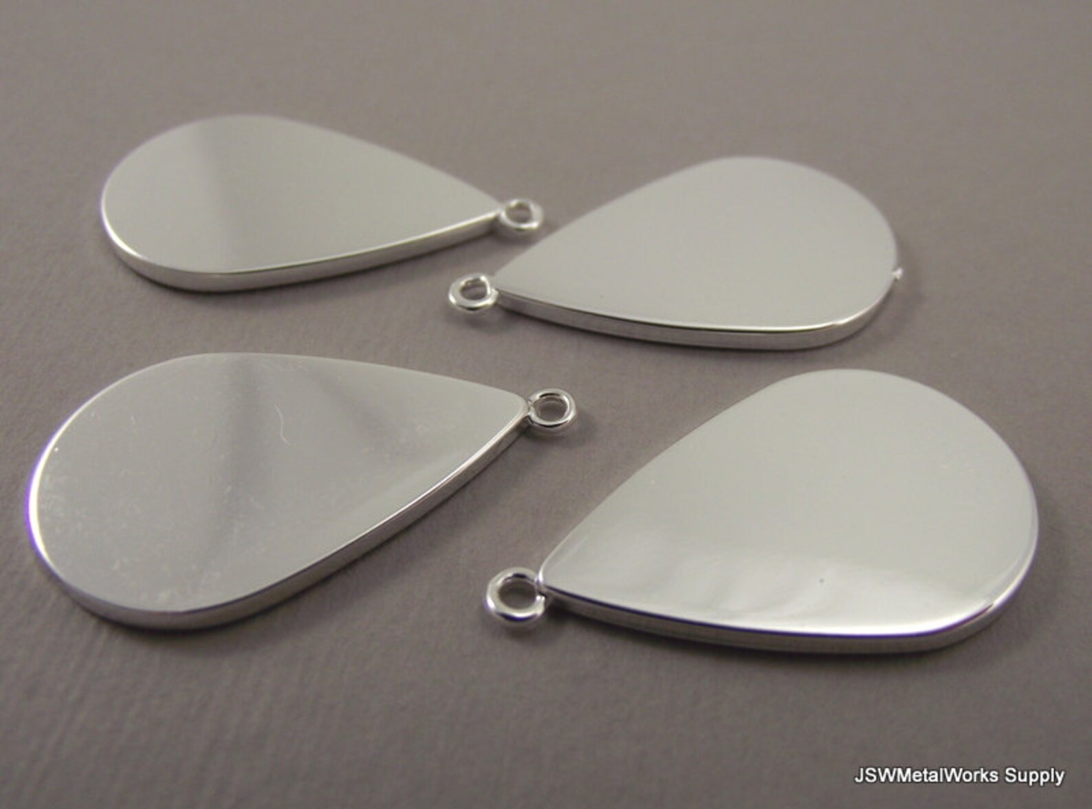Shiny Silver Teardrop Charms Teardrop Tag Blank Discs Silver | Etsy