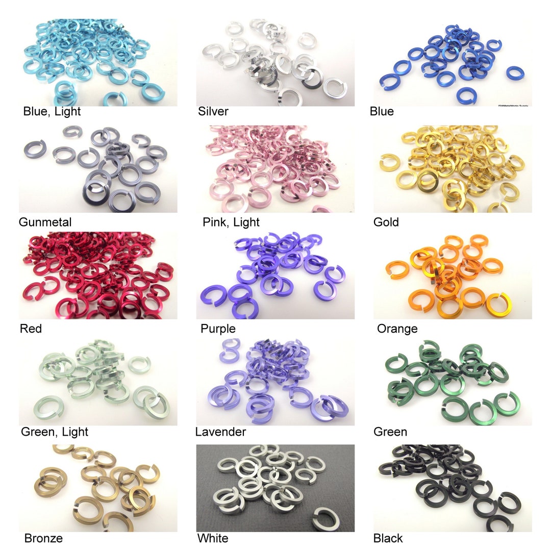 1/2 Oz Anodized Aluminum Square Jump Rings, Saw Cut Square Wire 3/16 ...
