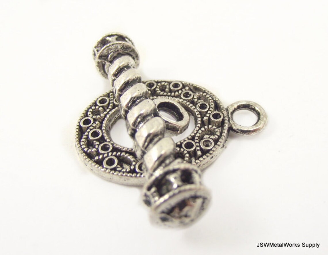 1 Ornate Oval Pewter Toggle Clasp, Designer Fancy Antiqued Silver ...