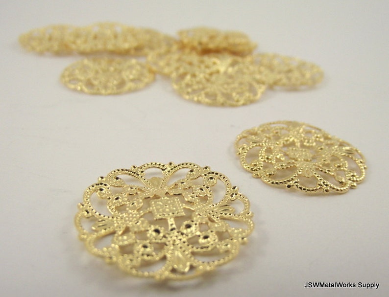 22mm Gold Plated Filigree Rounds Small Filigree Charm - Etsy