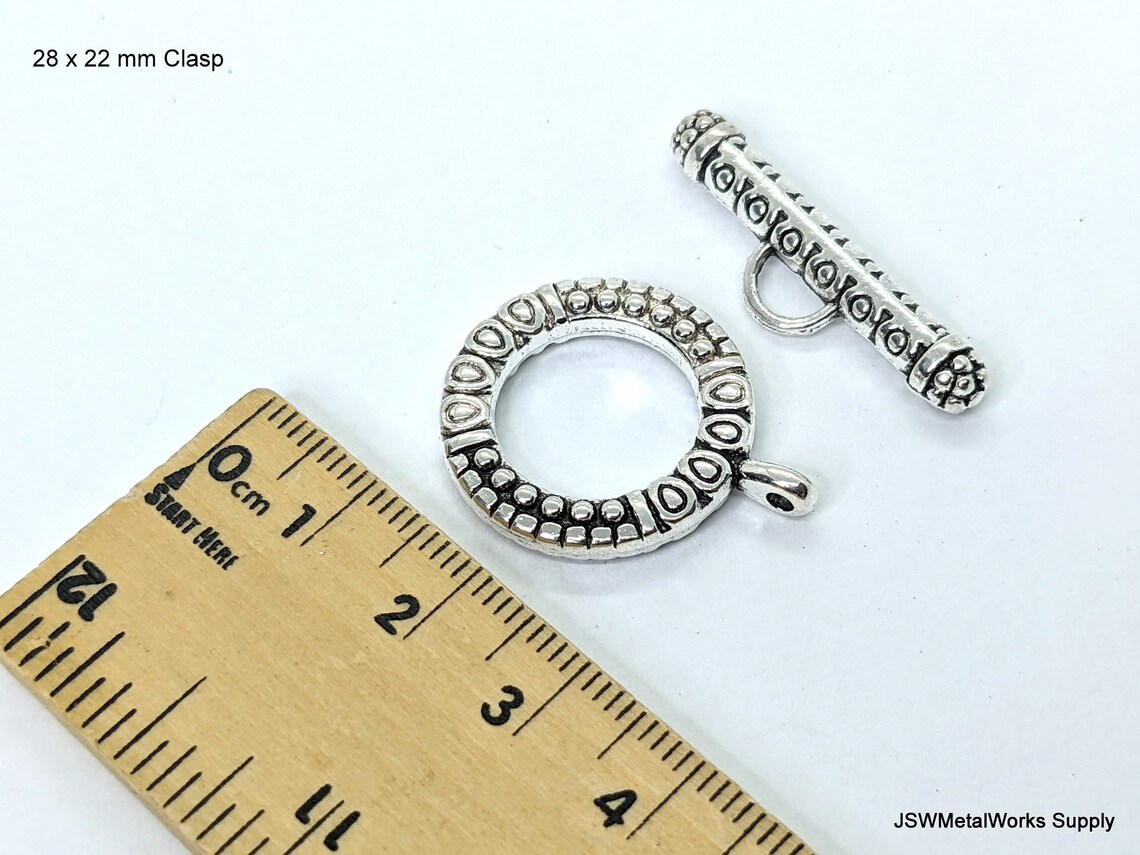 2 Decorative Antiqued Silver Pewter Toggle Clasp, Designer Ornate ...