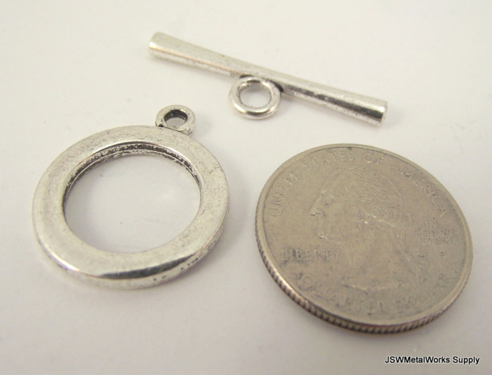 2 Large Flare Pewter Antiqued Silver Toggle Clasp, Necklace or Bracelet ...
