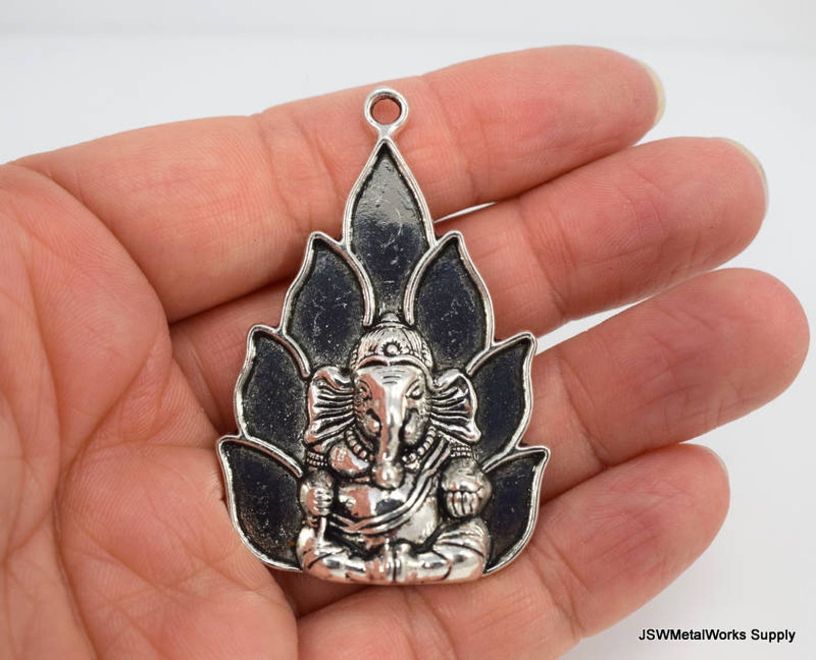 Large Pewter Ganesha Pendant Ganesha Charms Elephant | Etsy