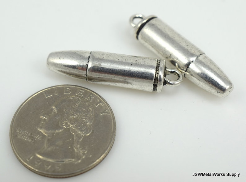 33mm Pewter Bullet Pendant Large Antiqued Silver Bullet | Etsy