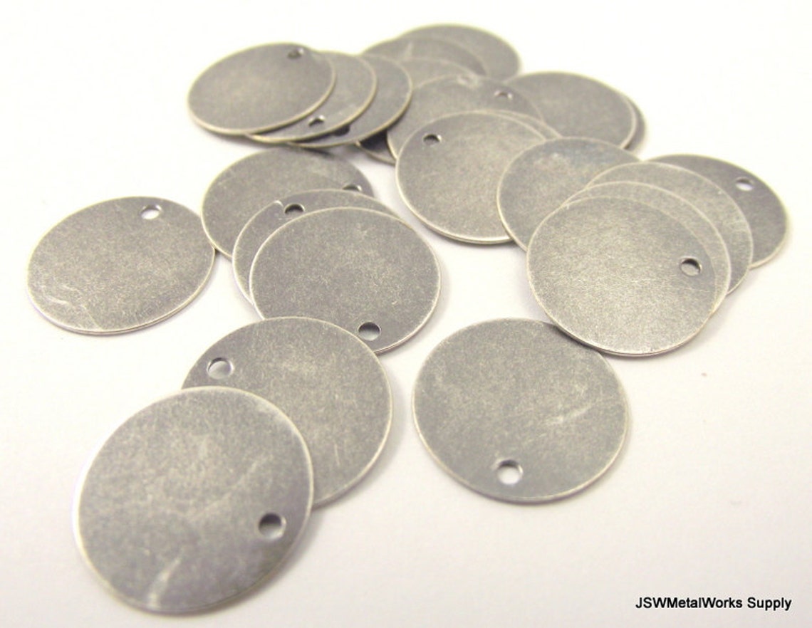 50 15mm Antiqued Silver Round Tag Charms Blank Discs Silver - Etsy
