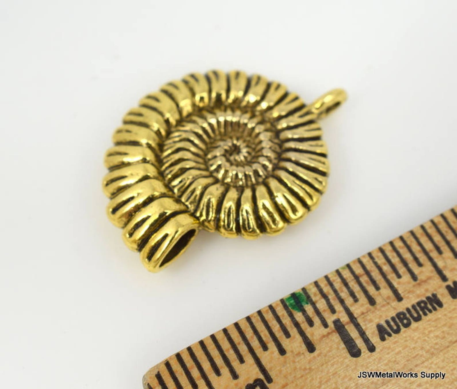 Large Gold Pewter Ammonite Pendant Golden Ammonite Charm - Etsy
