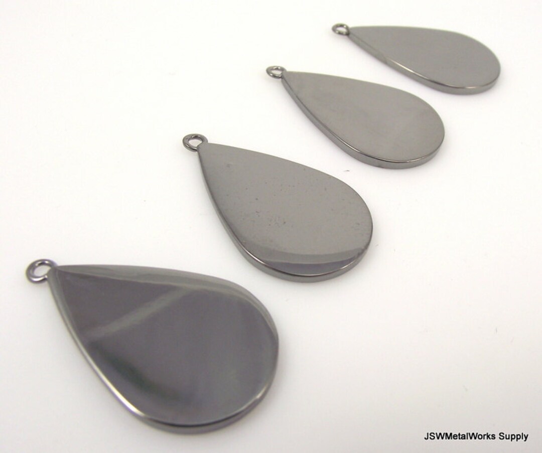 24mm X 16mm Gunmetal Teardrop Tag Charms, Gunmetal Stamping Etching ...