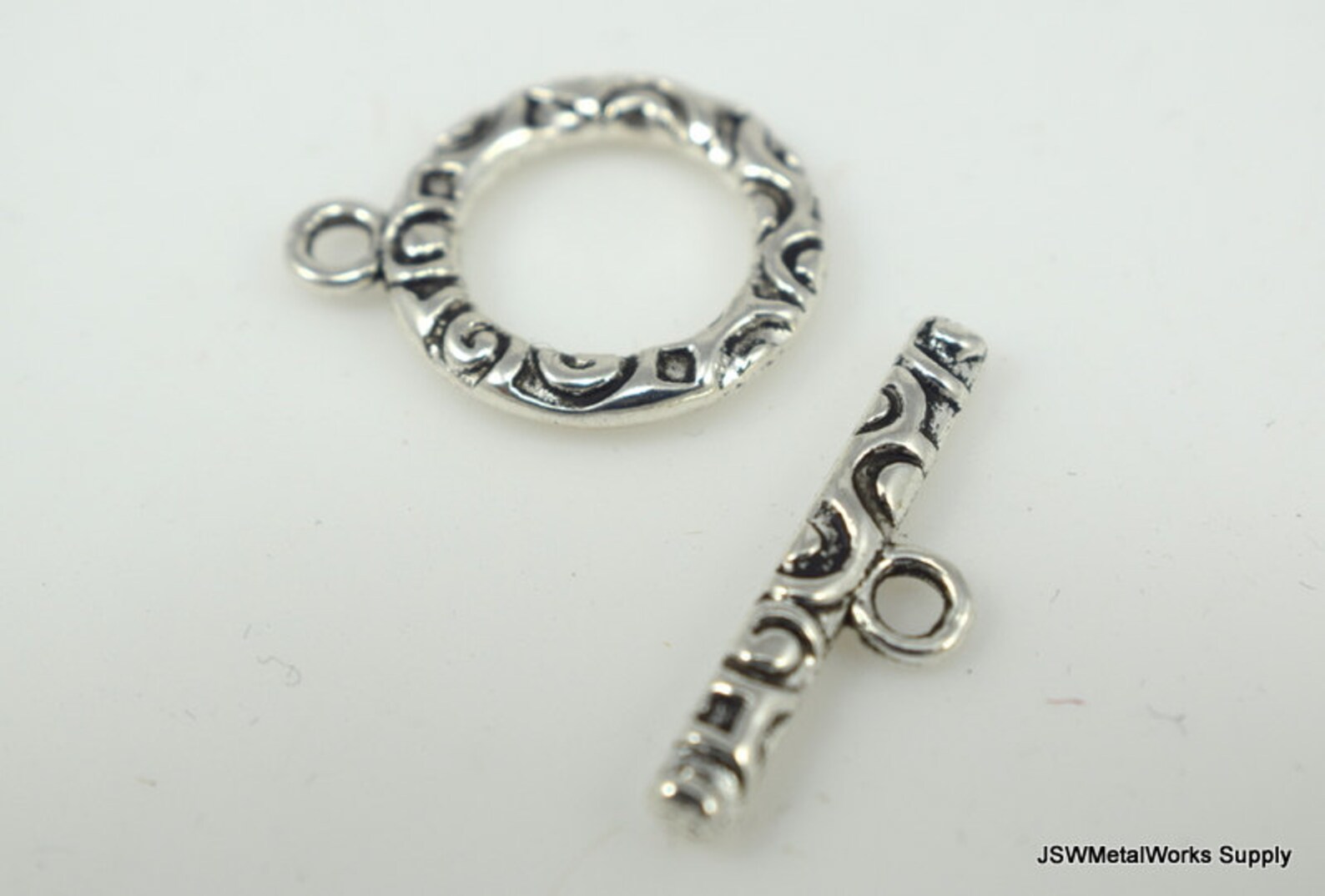 2 Swirl Pewter Toggle Clasp, Ornate Silver Toggle Clasp End Closure ...
