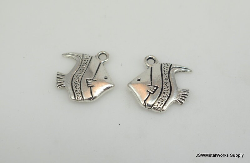 Detailed Tropical Fish Pewter Charm Antiqued Silver Fish - Etsy