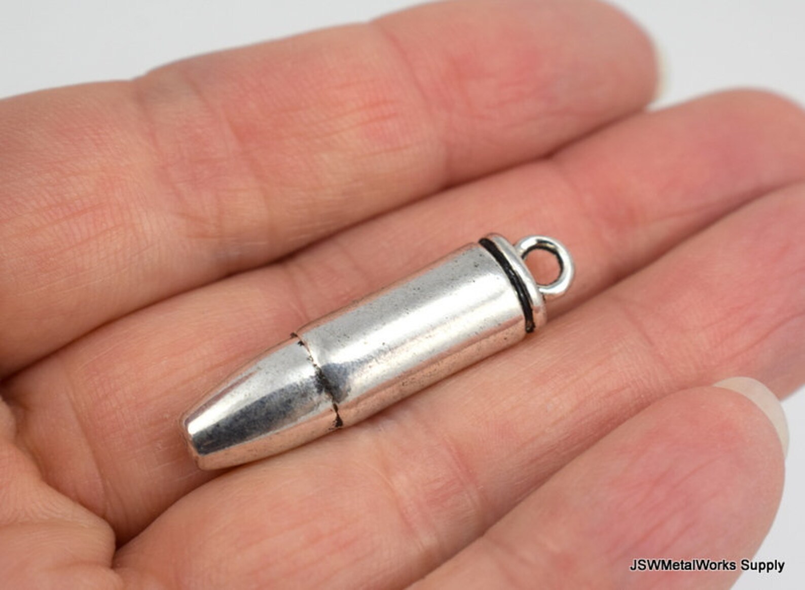 33mm Pewter Bullet Pendant Large Antiqued Silver Bullet | Etsy