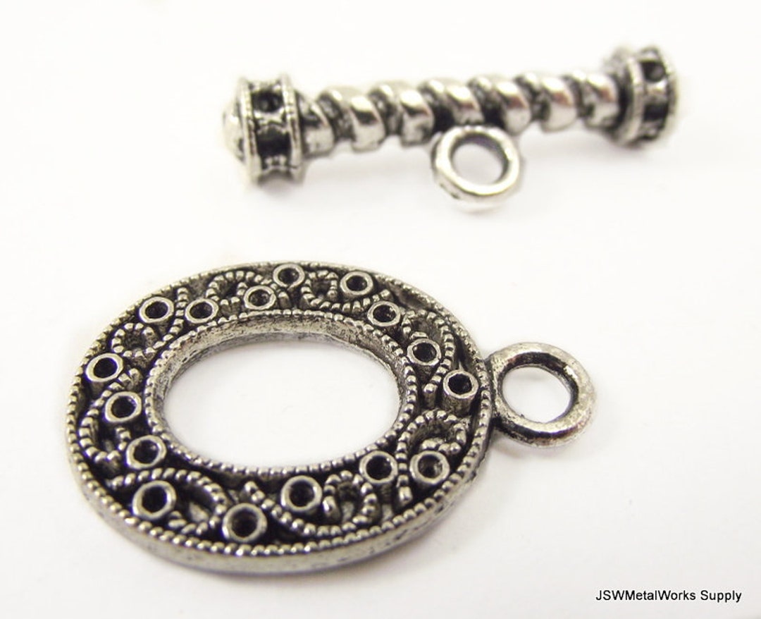 1 Ornate Oval Pewter Toggle Clasp, Designer Fancy Antiqued Silver ...