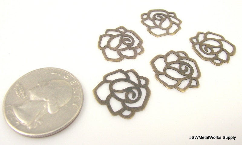 20mm X 20mm Antiqued Brass Flower Outline Cut Out Charm - Etsy