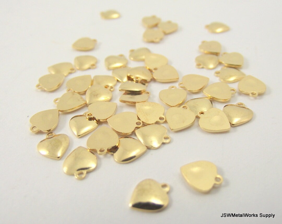 5mm Small Gold Heart Charms, Gold Heart Love and Friendship Accent Drop ...