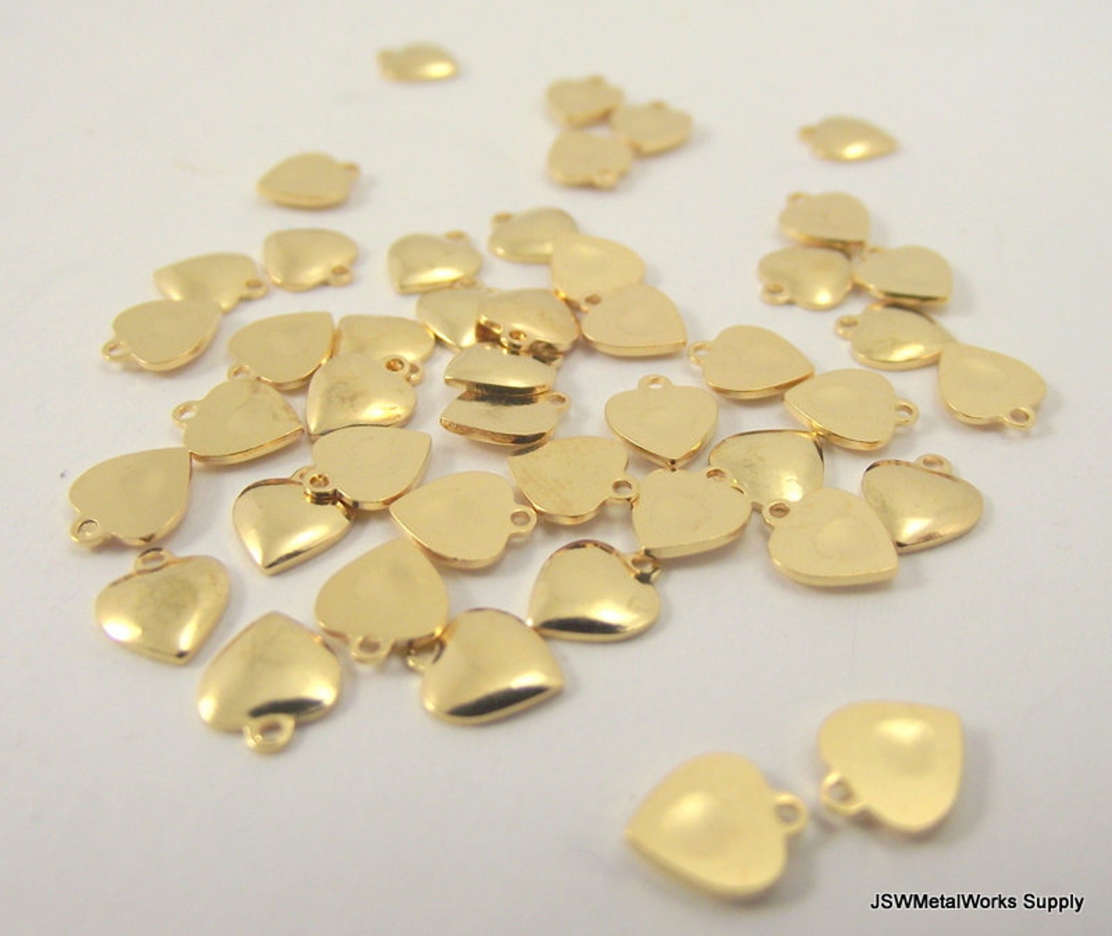 5mm Small Gold Heart Charms, Gold Heart Love and Friendship Accent Drop ...