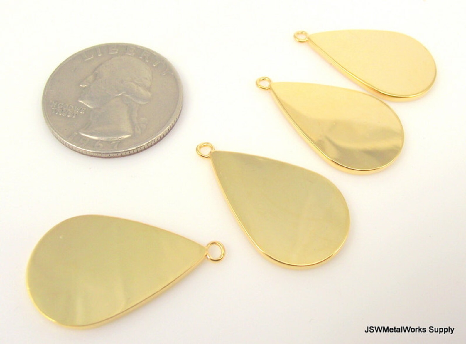 24mm X 16mm Gold Teardrop Tag Charms, Ten (10) Blank Gold Stamping ...