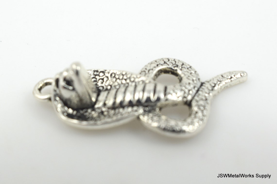 41 X 19mm Cobra Snake Pewter Pendant Large Antiqued Silver - Etsy
