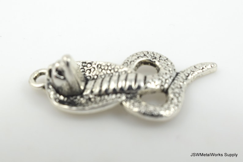41 X 19mm Cobra Snake Pewter Pendant, Large Antiqued Silver Serpent ...