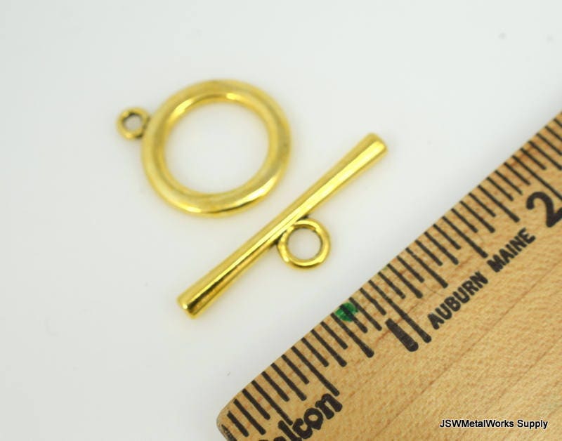 2 Large Golden Flare Pewter Toggle Clasp Finding, Large Gold Toggle ...