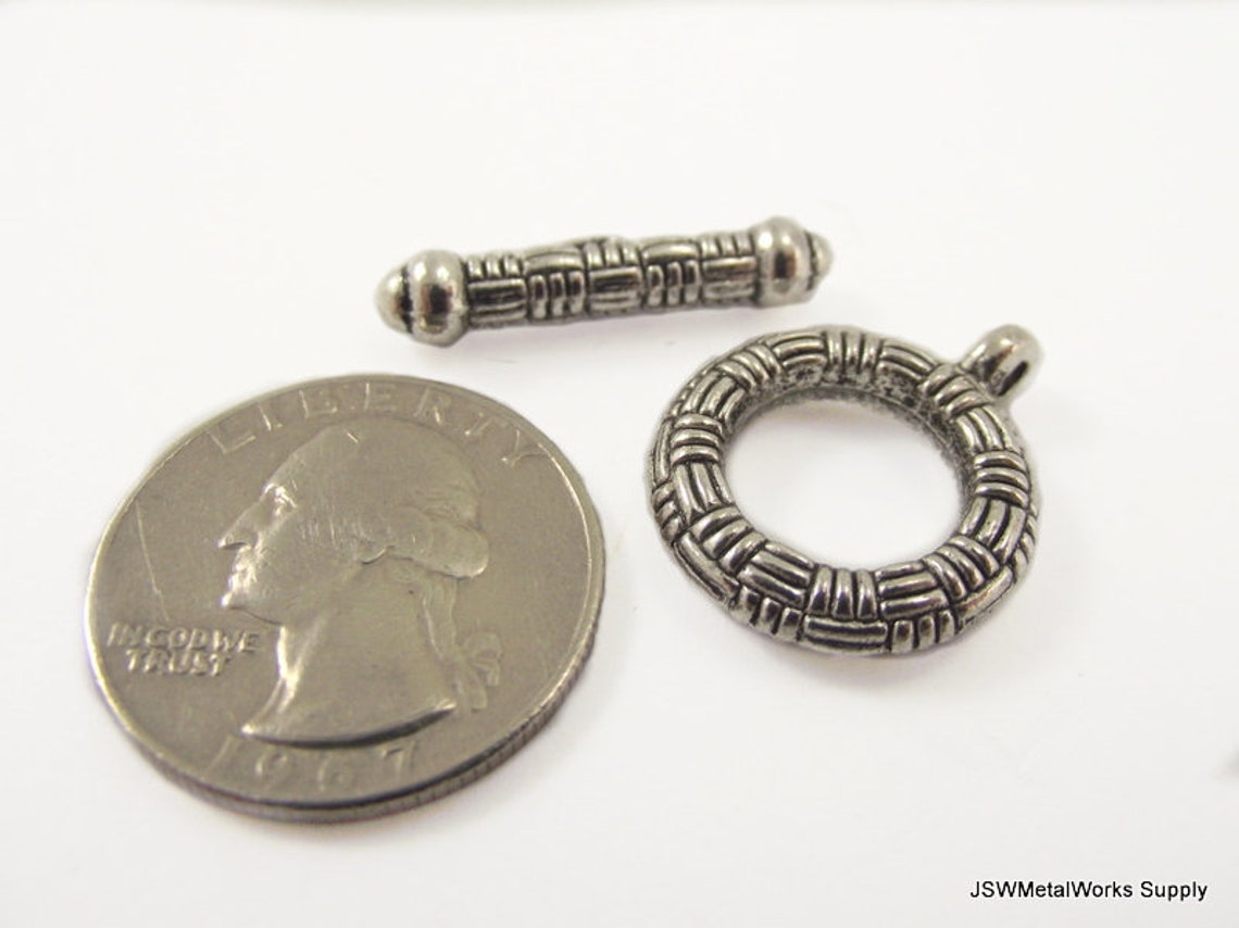 2 Basket Weave Pewter Toggle Clasps Sturdy Antiqued Silver - Etsy