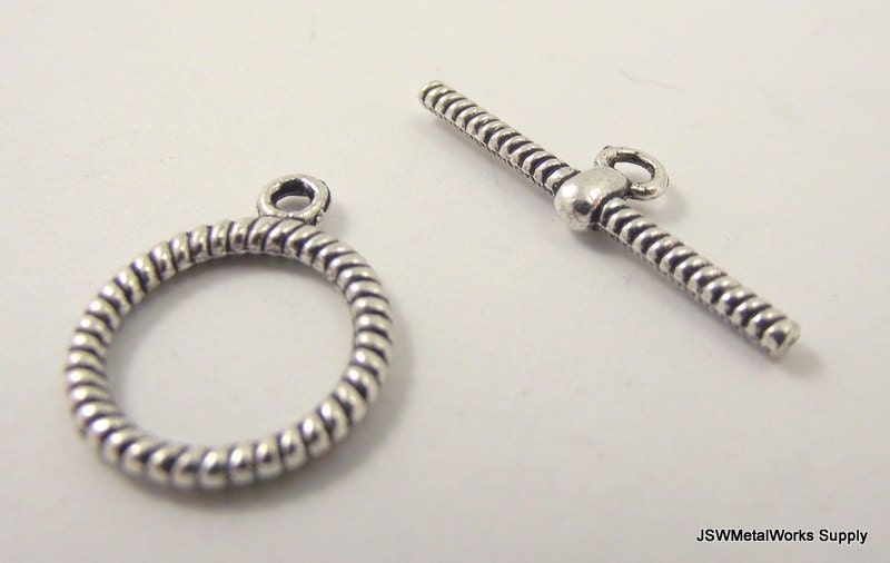 2 Rope Antiqued Silver Pewter Toggle Clasp Ornate Silver | Etsy