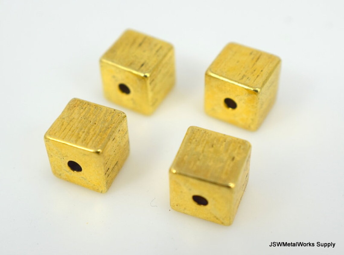 8mm Brushed Square Gold Pewter Beads Large Golden Square - Etsy