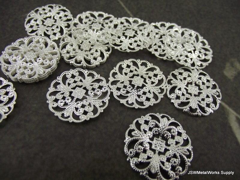 22mm Silver Plated Filigree Rounds Small Filigree Stamping - Etsy