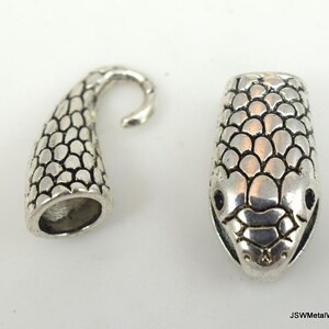 2 Snake Pewter Hook Clasps, Antique Silver Reptile Hook & Eye Toggle ...
