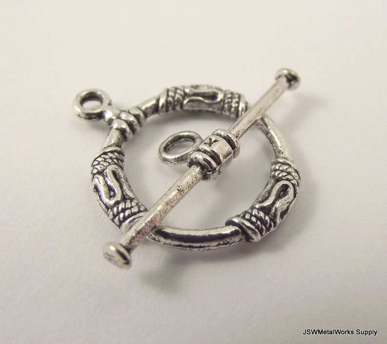 4 Bali Pewter Toggle Clasp Antiqued Silver Toggle Clasp - Etsy
