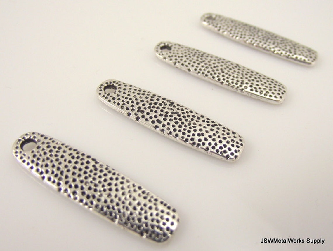 10 Textured Rectangular Pewter Bar Dotted Textured Antiqued - Etsy