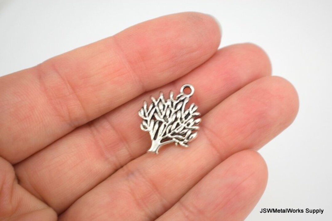 12 Small Tree of Life Pewter Charms, Antiqued Silver Tree of Life ...