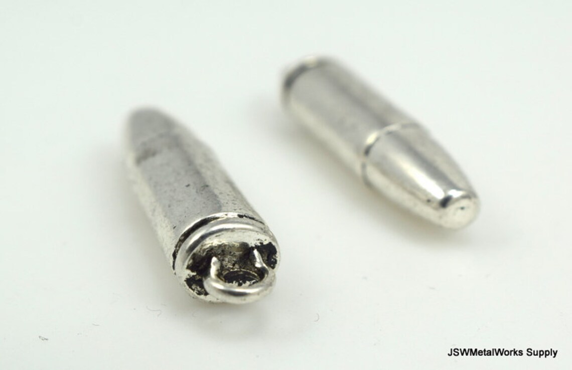 33mm Pewter Bullet Pendant Large Antiqued Silver Bullet | Etsy